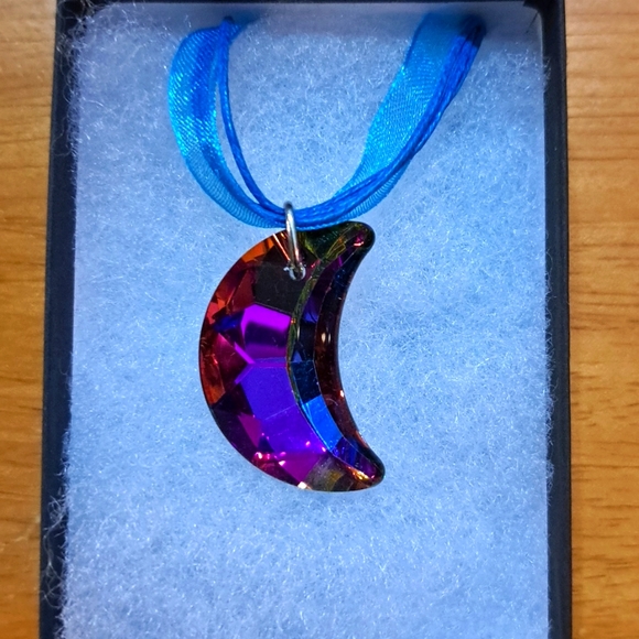 Jewelry | Sunburst Red Crystal Moon Necklace | Poshmark